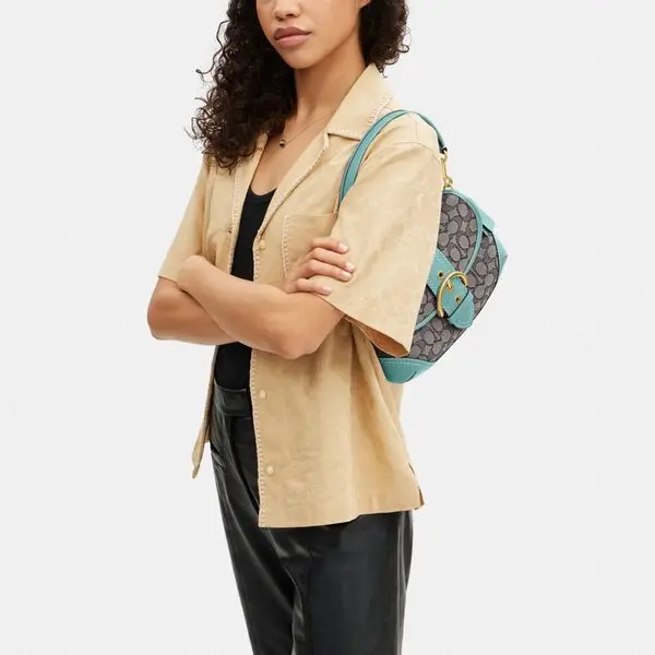 Coach Soho Bag In Signature Jacquard - Brass/Faded Blue | Editorialist